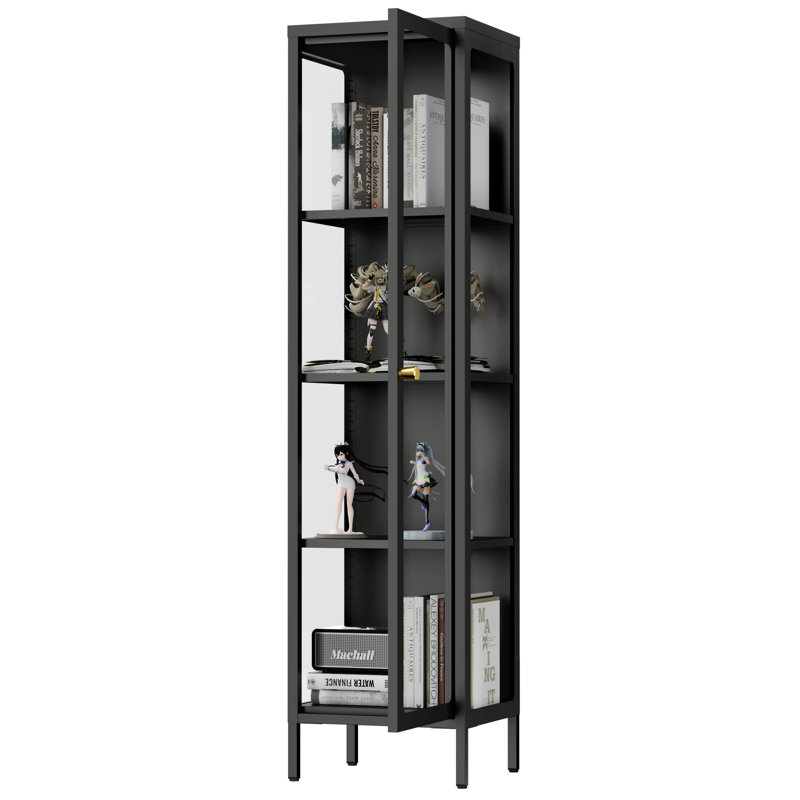 Ebern Designs 63"H 3-Sided Glass Display Cabinet With Adjustable Shelf ...