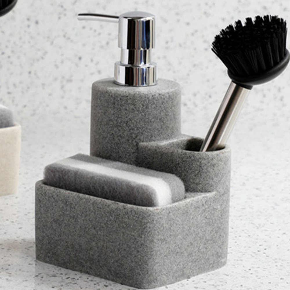 Latitude Run® Dish Soap Dispenser With Sponge Holder, 3 In 1 Countertop ...