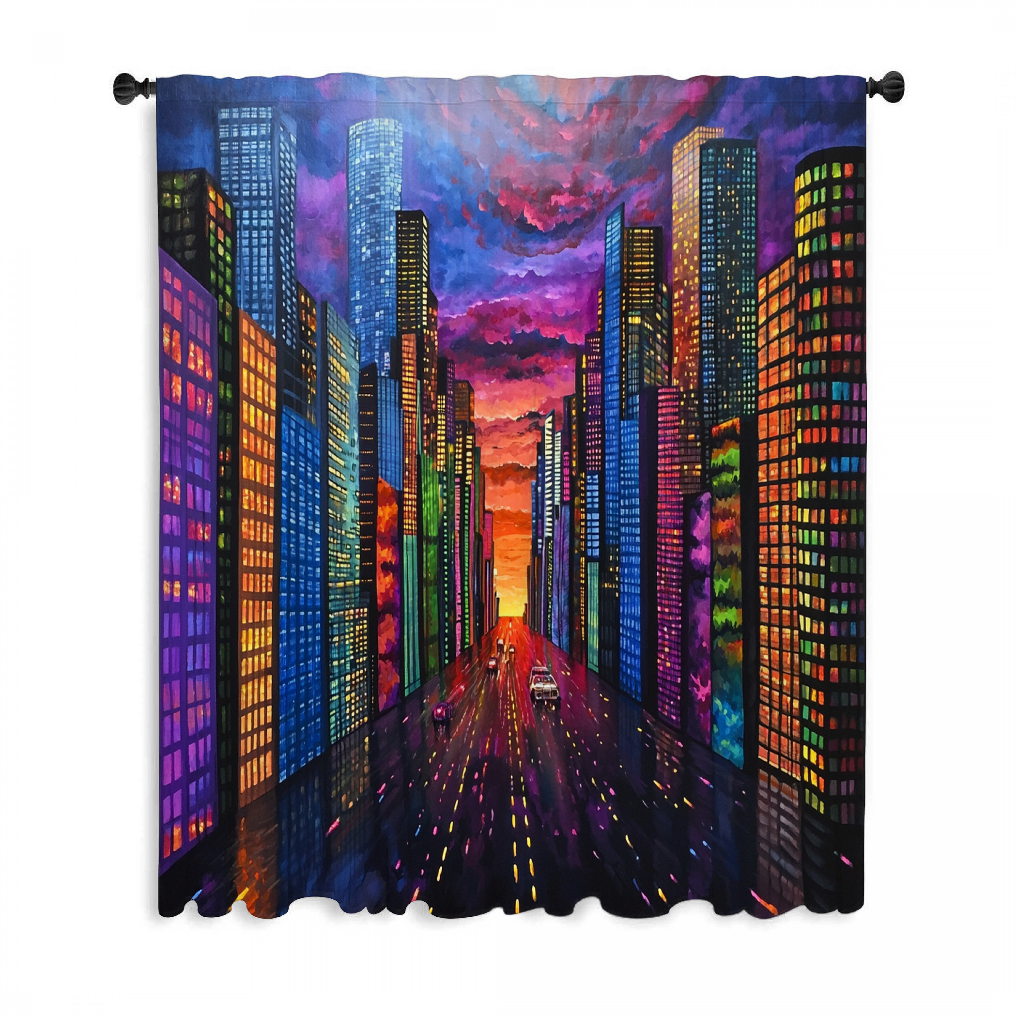 Orren Ellis Cityscape Window Curtains, Urban Blockout & Sheer Curtains ...