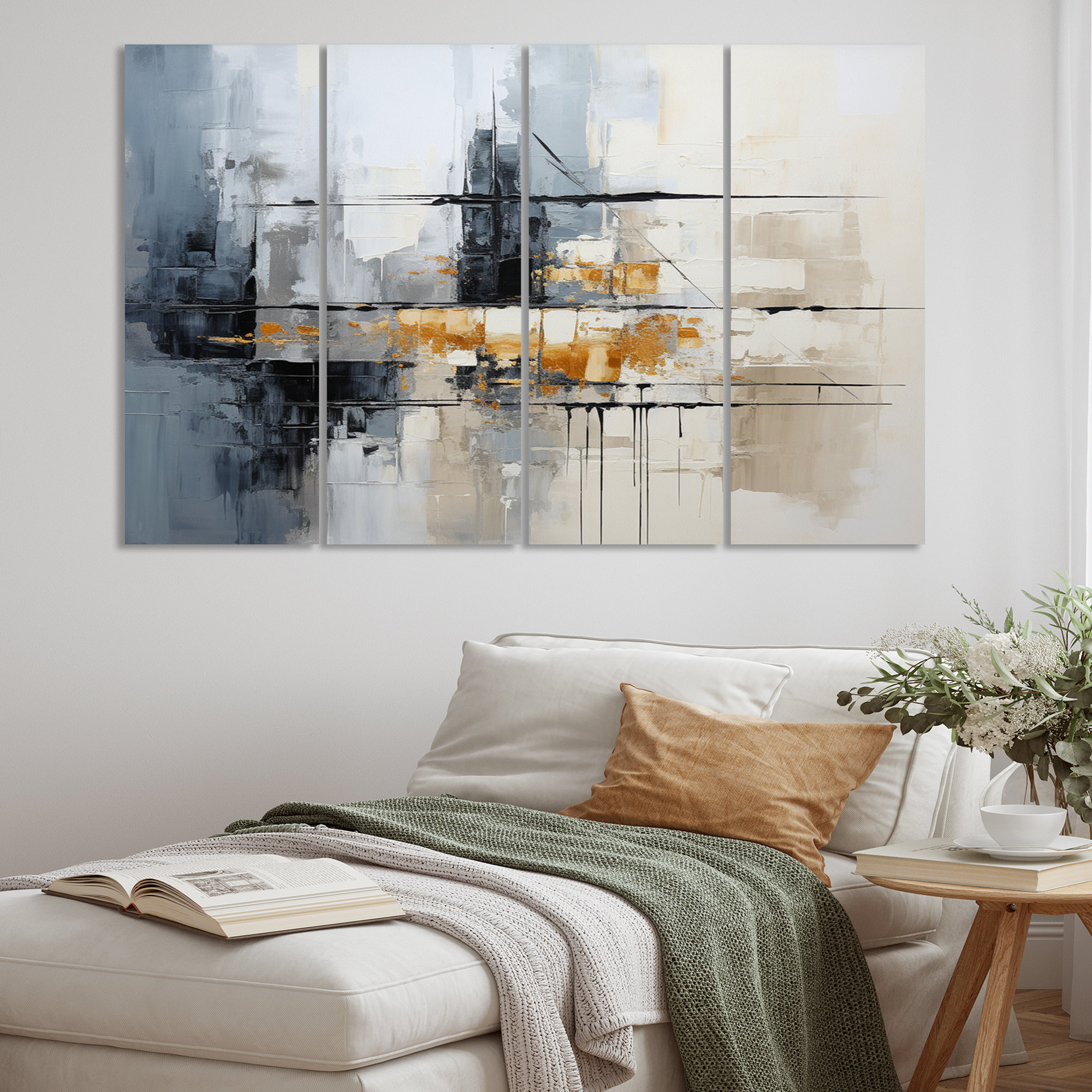 Design Art Grey Collage Reflections II - Abstract Collages Canvas Art ...