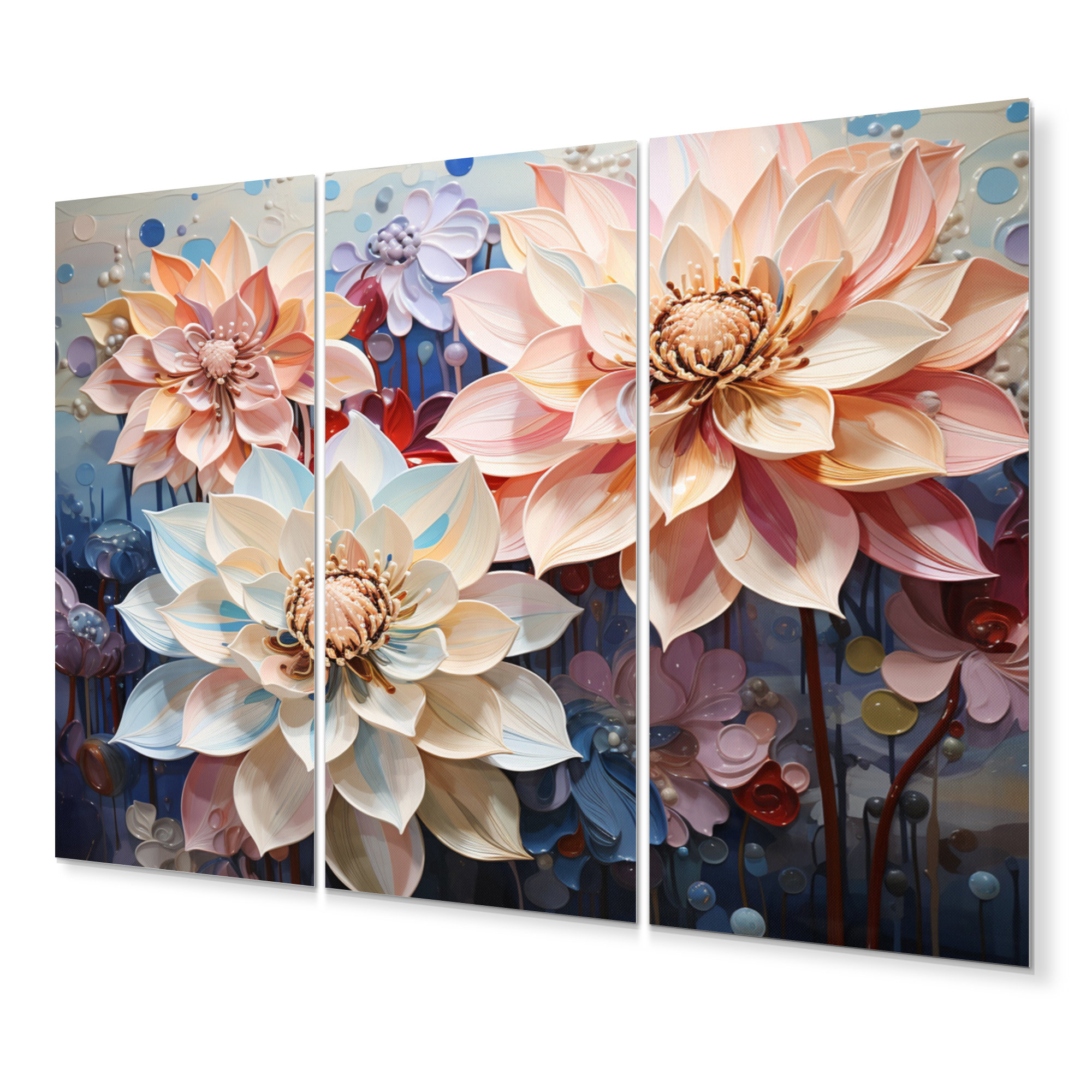 Design Art 3 China Art Graceful Blossoms IV Wall Decor Set Metal | Wayfair