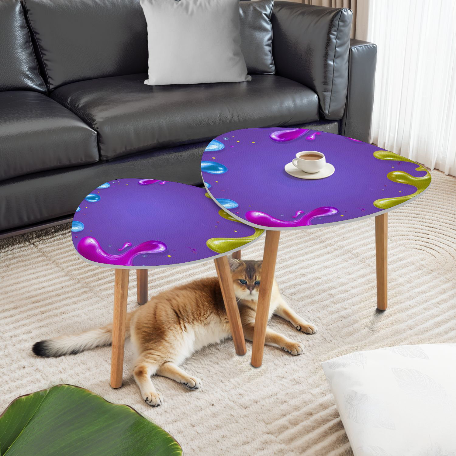 George Oliver Triangle Nesting Coffee Table Set of 2 slime Glossy ...