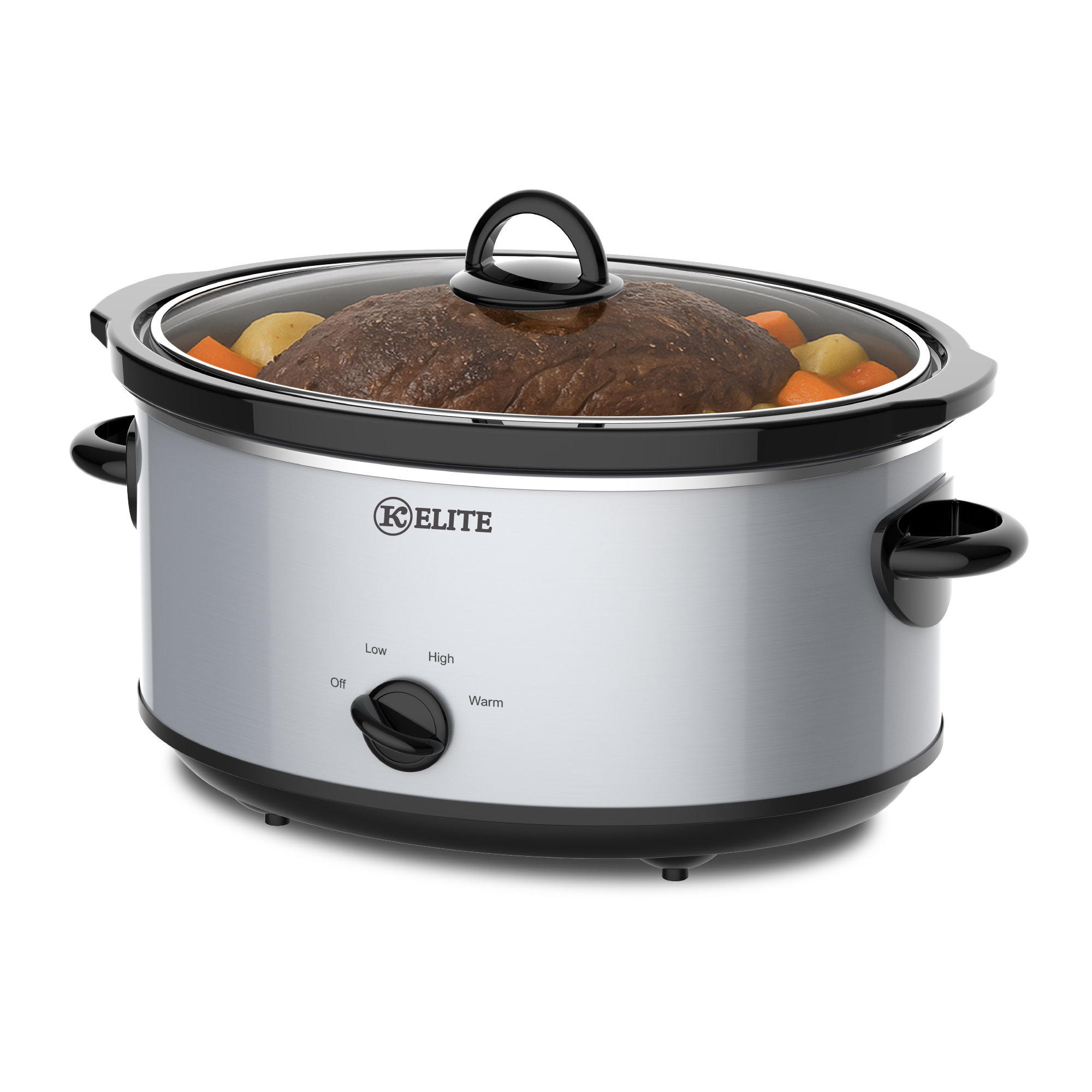 Kitchen Elite 6 Qt Slow Cooker, Stainless Steel Ceramic Crock Pot with ...