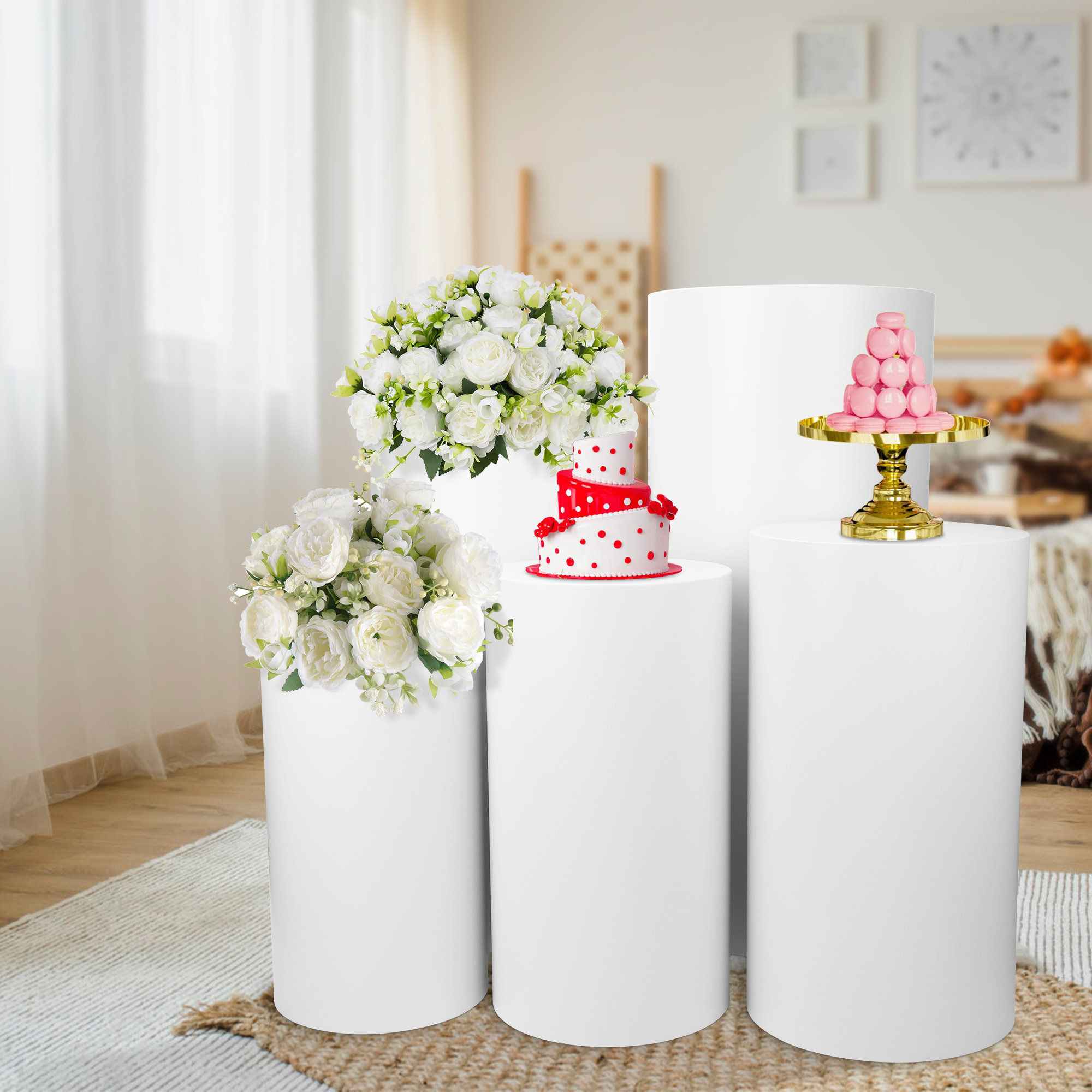 Ebern Designs 5 Pcs Adonis Cylinder Pedestal Stands For Wedding ...