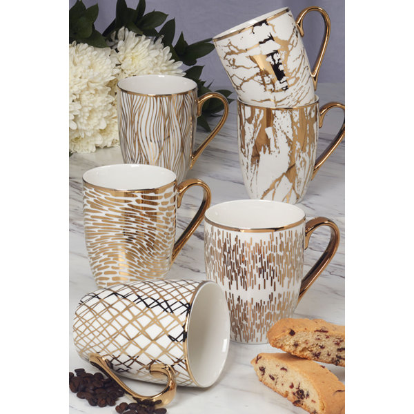 Certified International Set Of 6 Gold Plated Mugs & Reviews | Wayfair