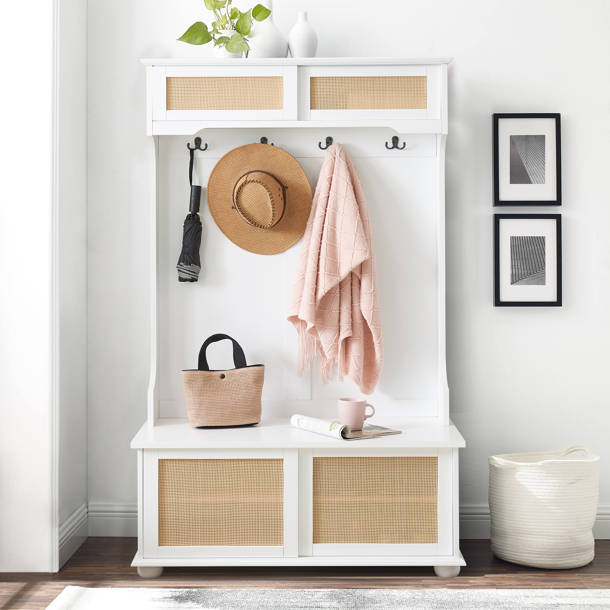 Bay Isle Home Aiyub 4-In-1 Hall Tree Entryway Coat Rack w/ Solid Wood ...