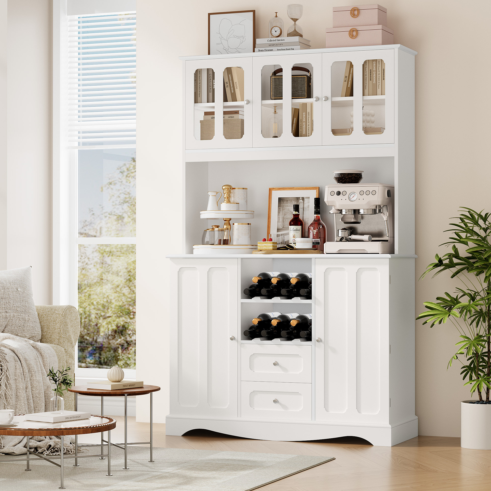 Latitude Run® 70.3" Tall Food Kitchen Pantry with Microwave Shelf ...