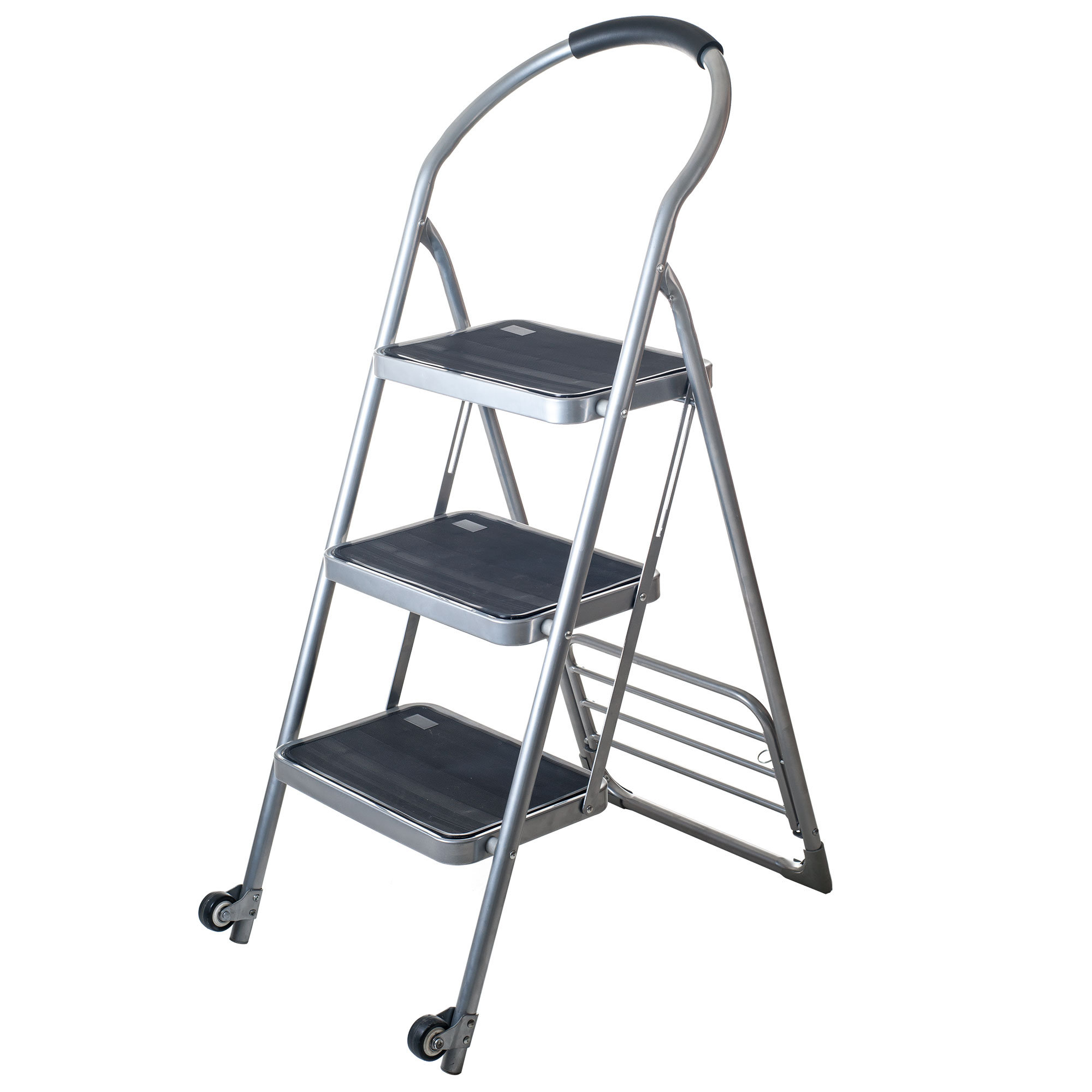 Stalwart Step Stool - Folding Ladder with Handrails, Attachable Tool ...
