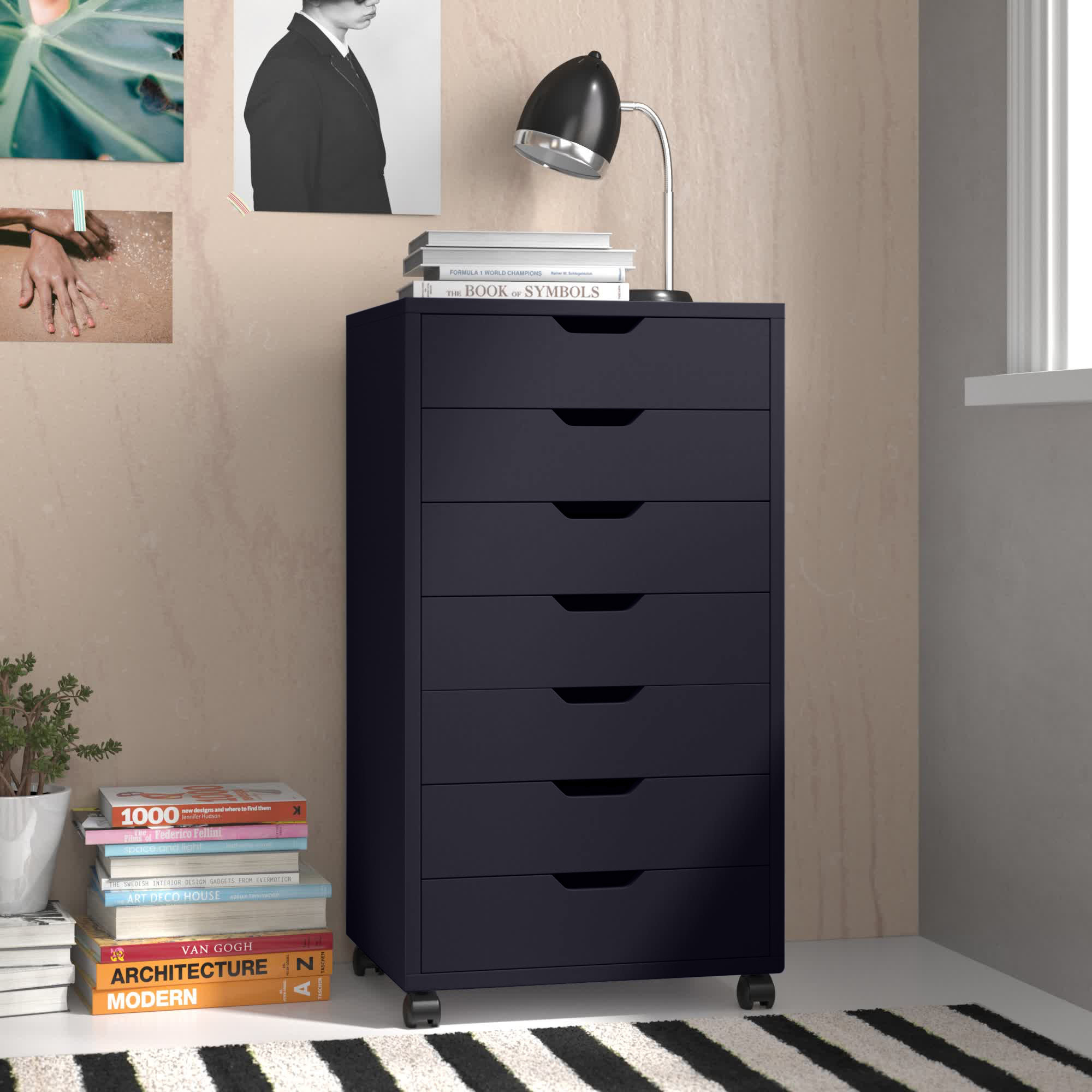 Latitude Run® Alyncia 7-Drawer Wood Filing Cabinet Mobile Storage ...