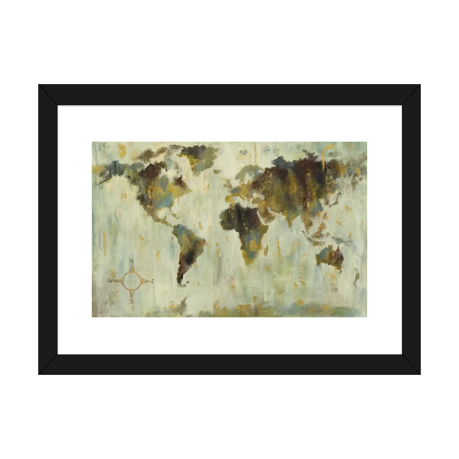 East Urban Home Bronze World Map by Silvia Vassileva - Print | Wayfair