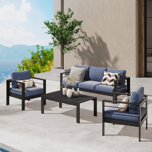 Green4ever Brandtley 5-Person Metal Outdoor Seating Group With Cushions ...
