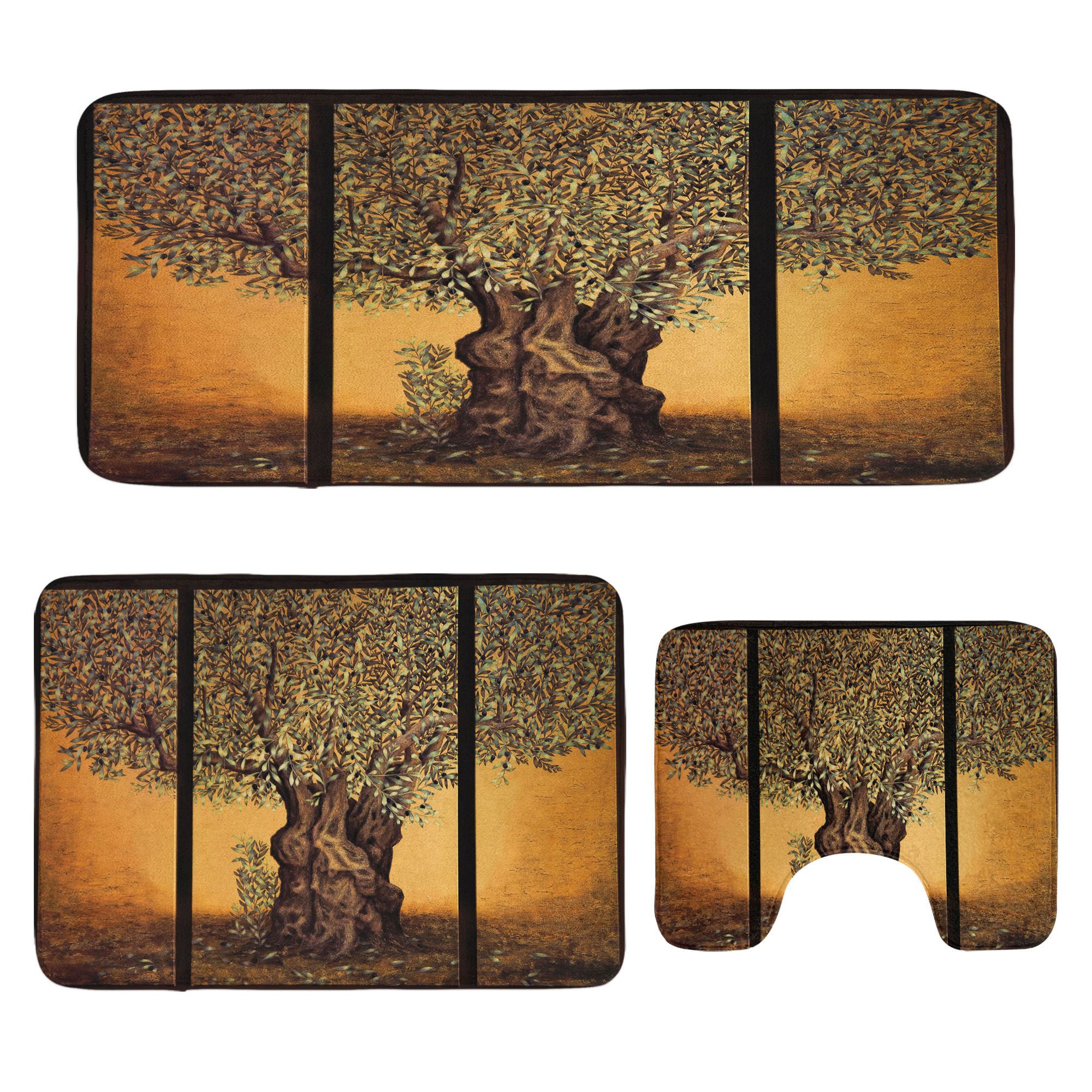 Breakwater Bay Colorful Bathroom Rug Set 3 Pieces U-Shape & Rectangle ...