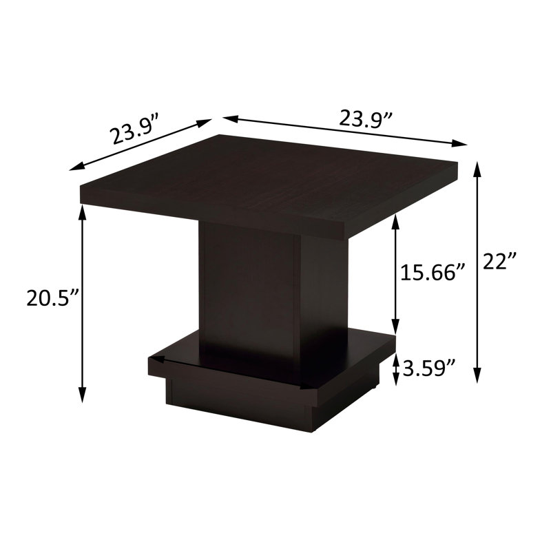 Ebern Designs Pedestal Square End Table in Cappuccino | Wayfair