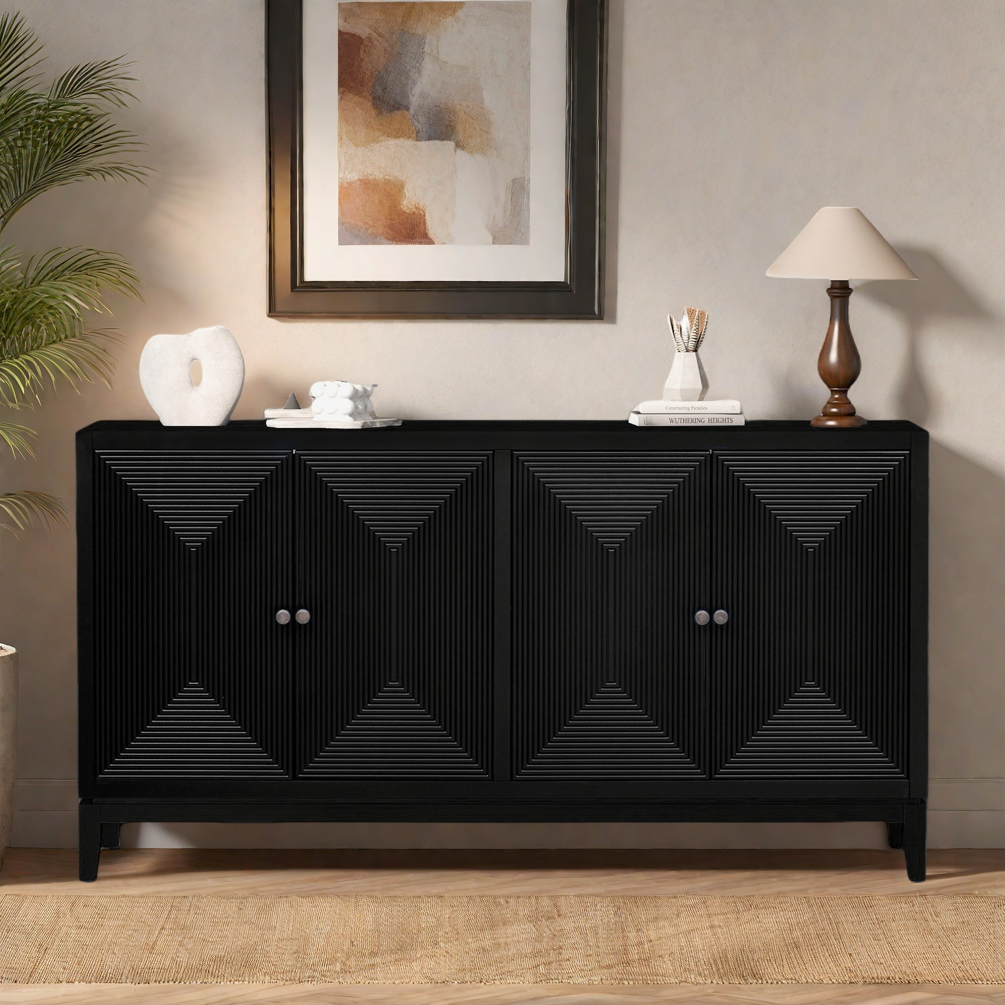 Winston Porter Four Doors Sideboard With Diamond-shaped Pattern And ...