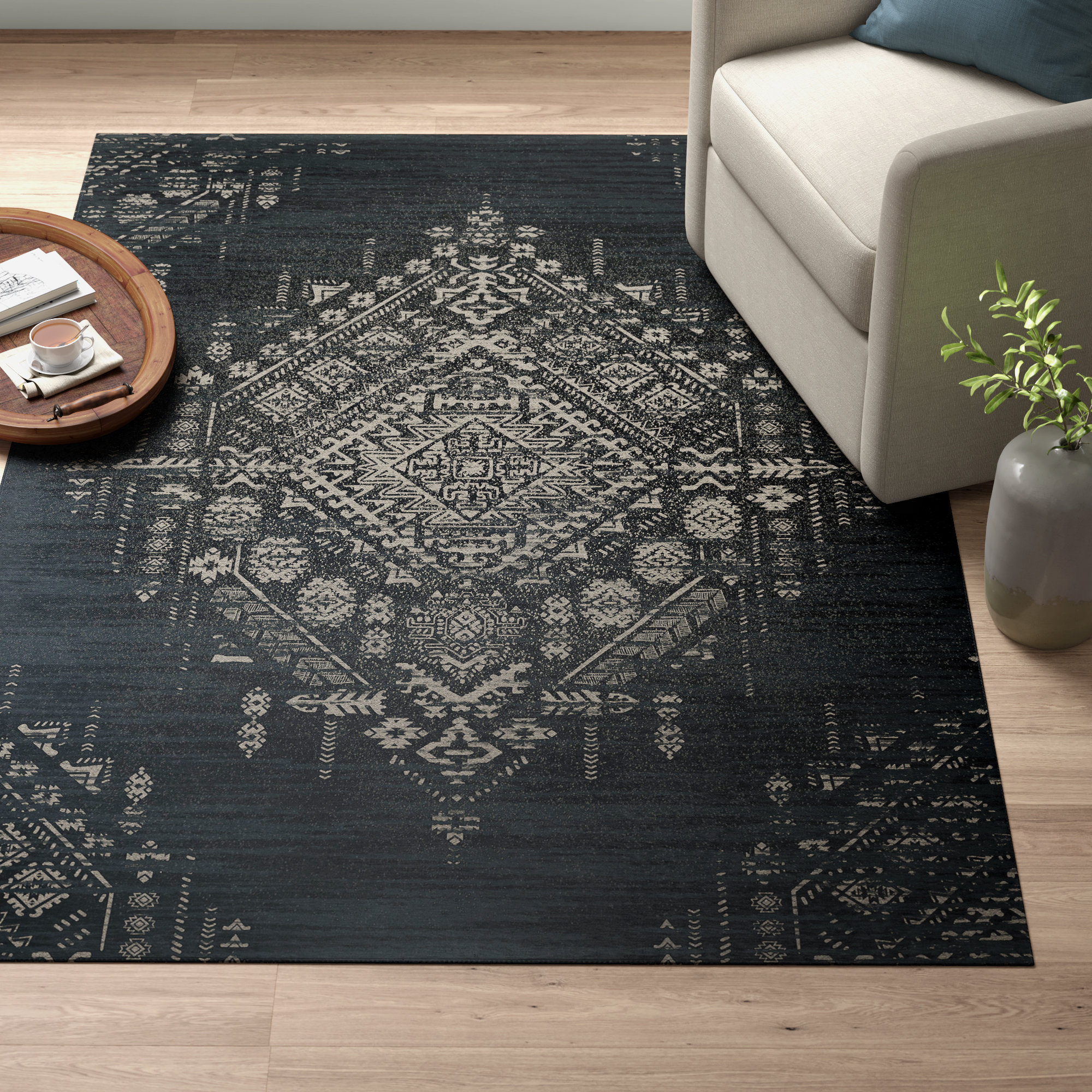 Langley Street® Daigre Southwestern Charcoal/Gray Indoor / Outdoor Area ...