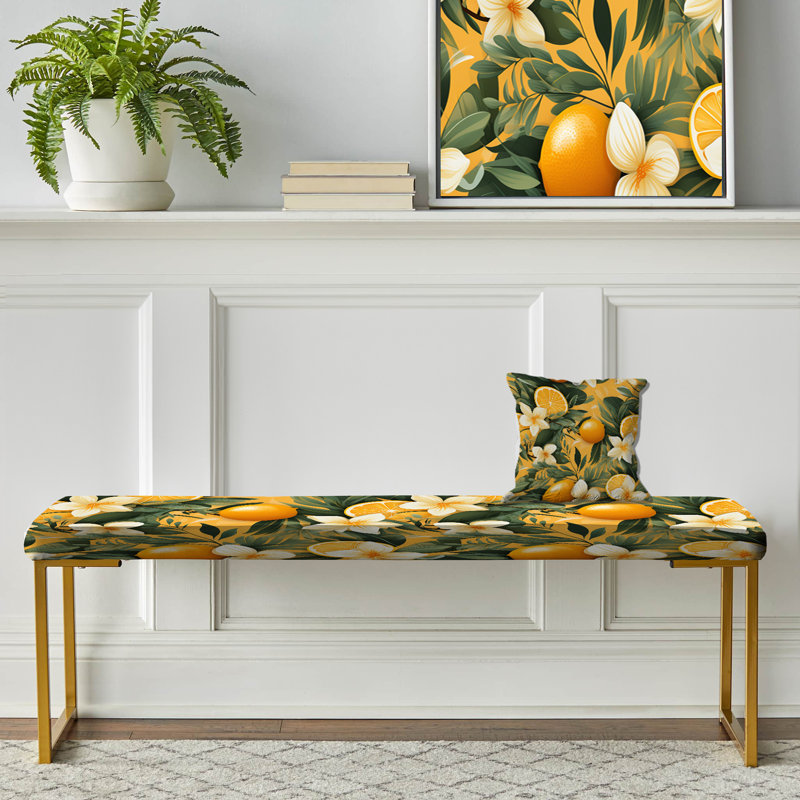 Design Art Mango Sunset Tropical Pattern - Tropical Upholstered Gold ...