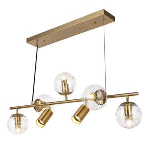 Mercer41 35.4" Modern Gold Linear chandelier with 7 Light | Wayfair