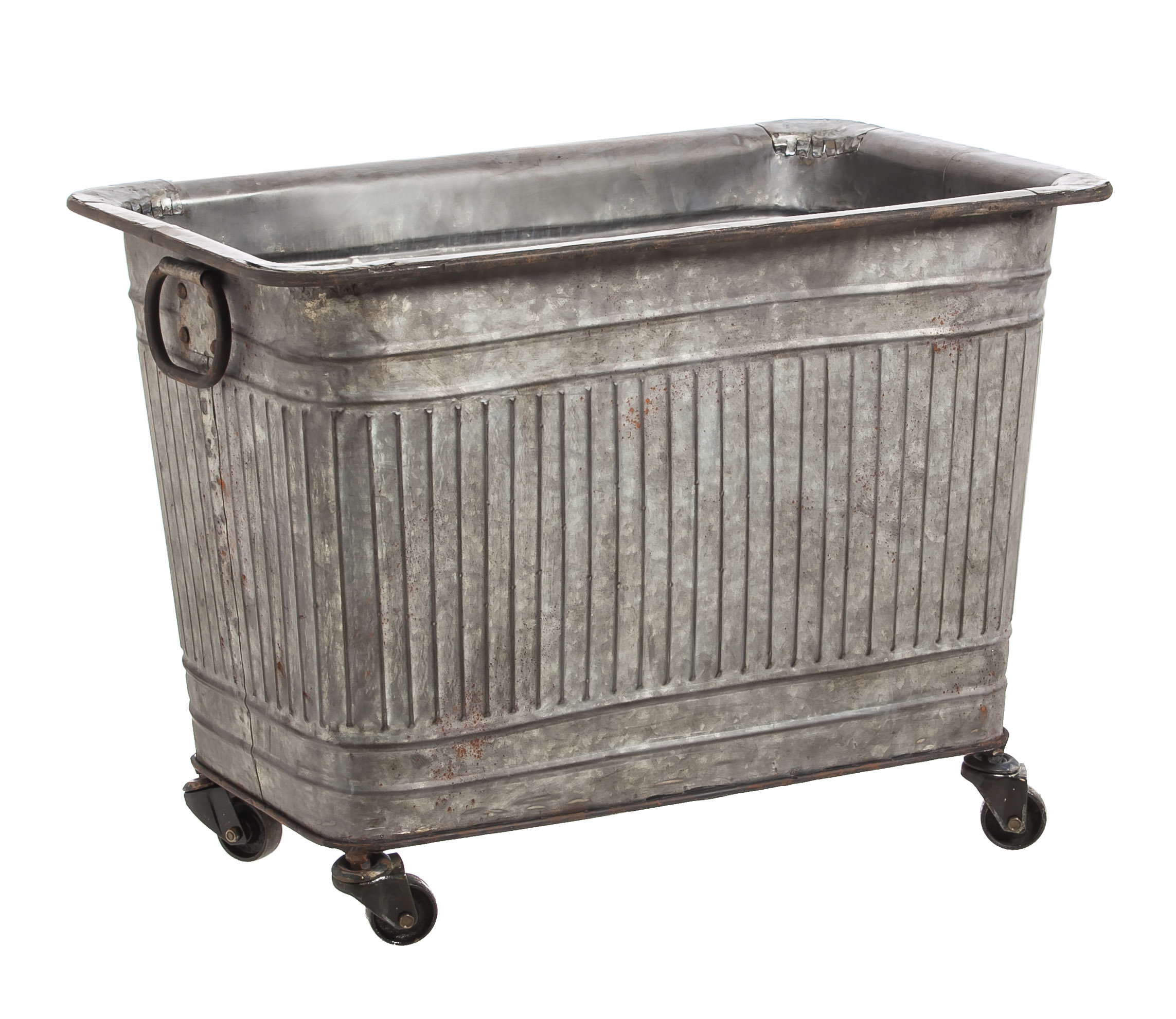 Rosalind Wheeler Large Galvanized Metal Tub on Wheels & Reviews | Wayfair