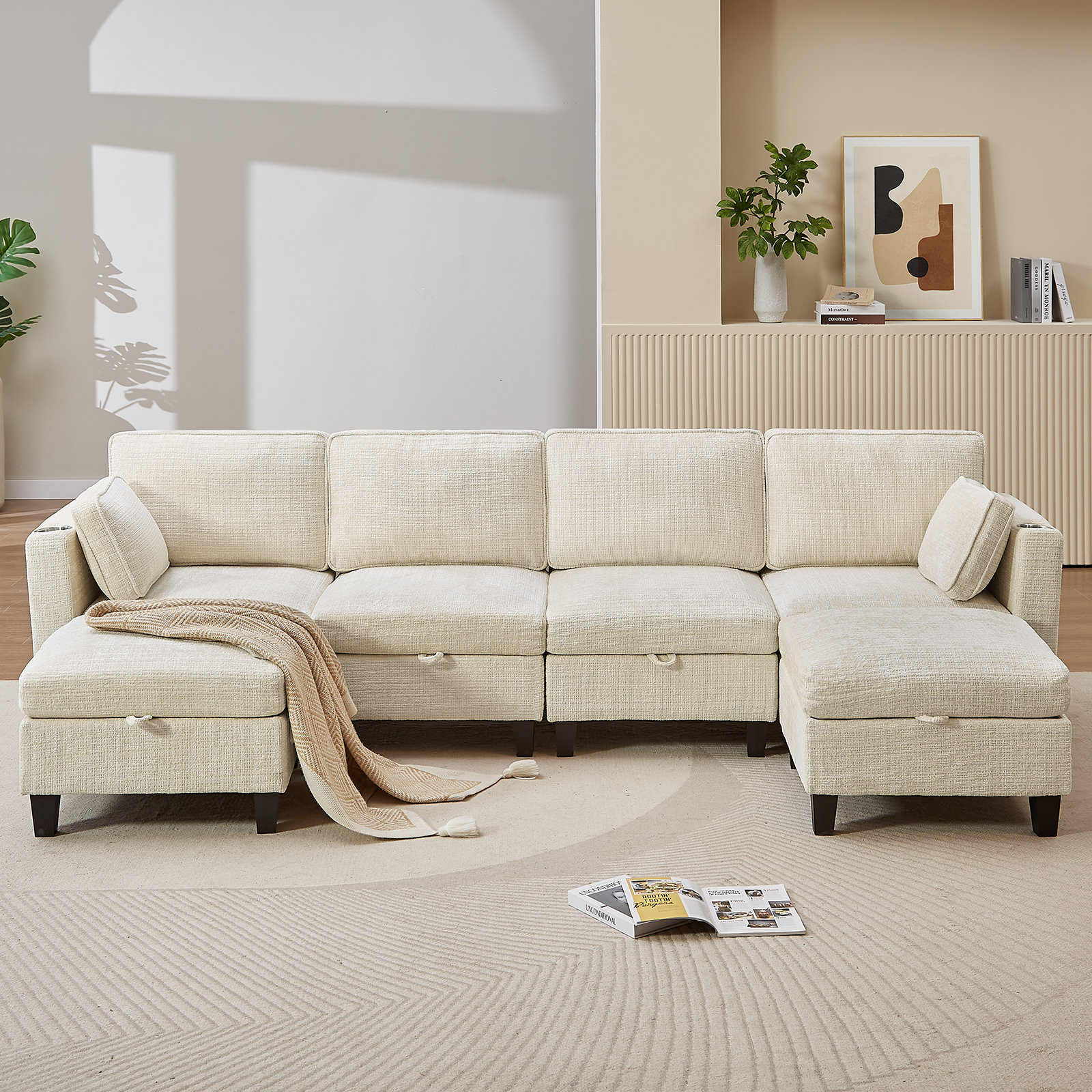 Corrigan Studio® 110" U-Shaped Convertible Modular Sectional Sofa | Wayfair