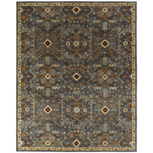 Madison Couture Rugs Wool Oriental Area Rug in Slated Blue/Brown/Ivory ...