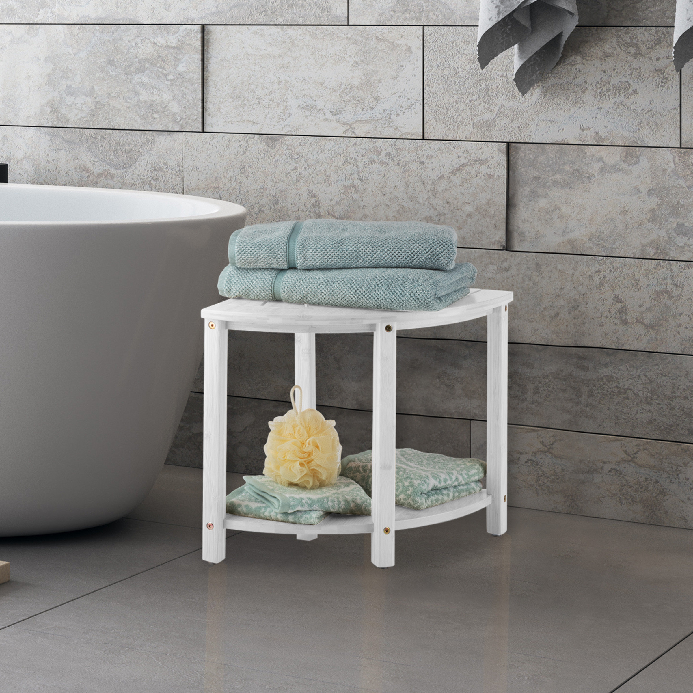 Lark Manor™ Corner Shower Bench - Water Resistant Shower Stool for ...