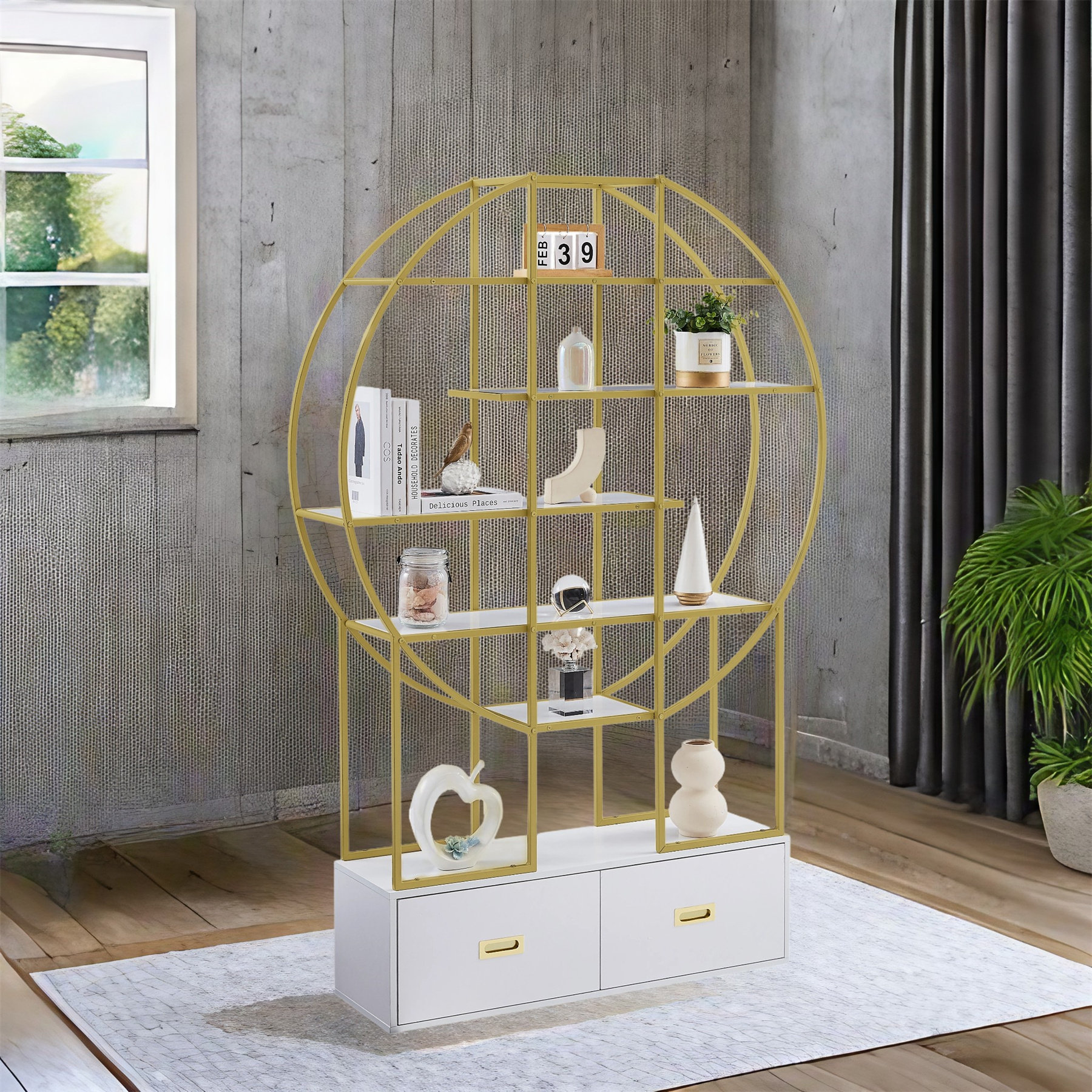 Mercer41 Mikayala 70.8" H x 39.3" W Steel Geometric Bookcase - Wayfair ...