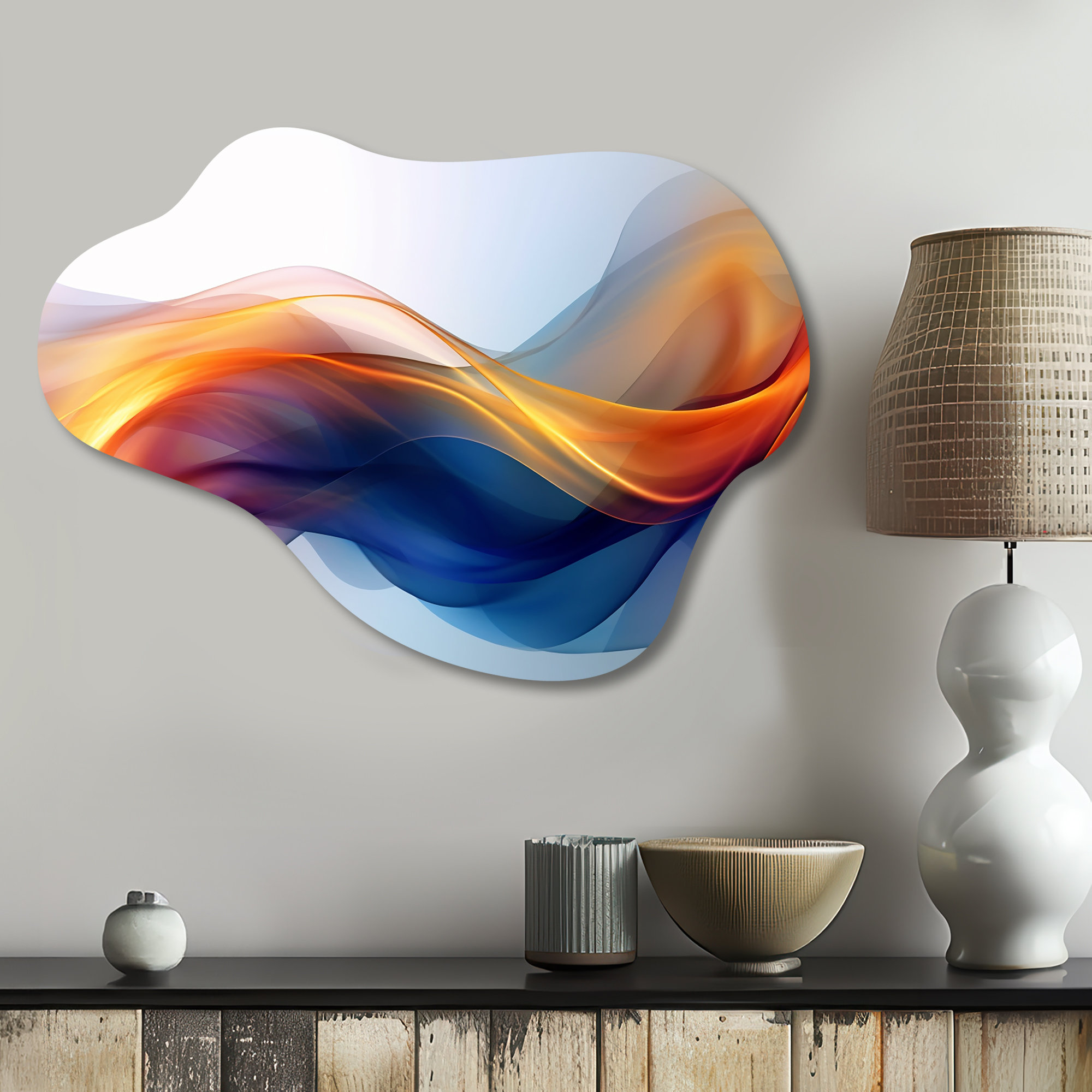 Design Art Orange Blue Fractal Fluidity I - Fractals Cloud Shape Metal ...