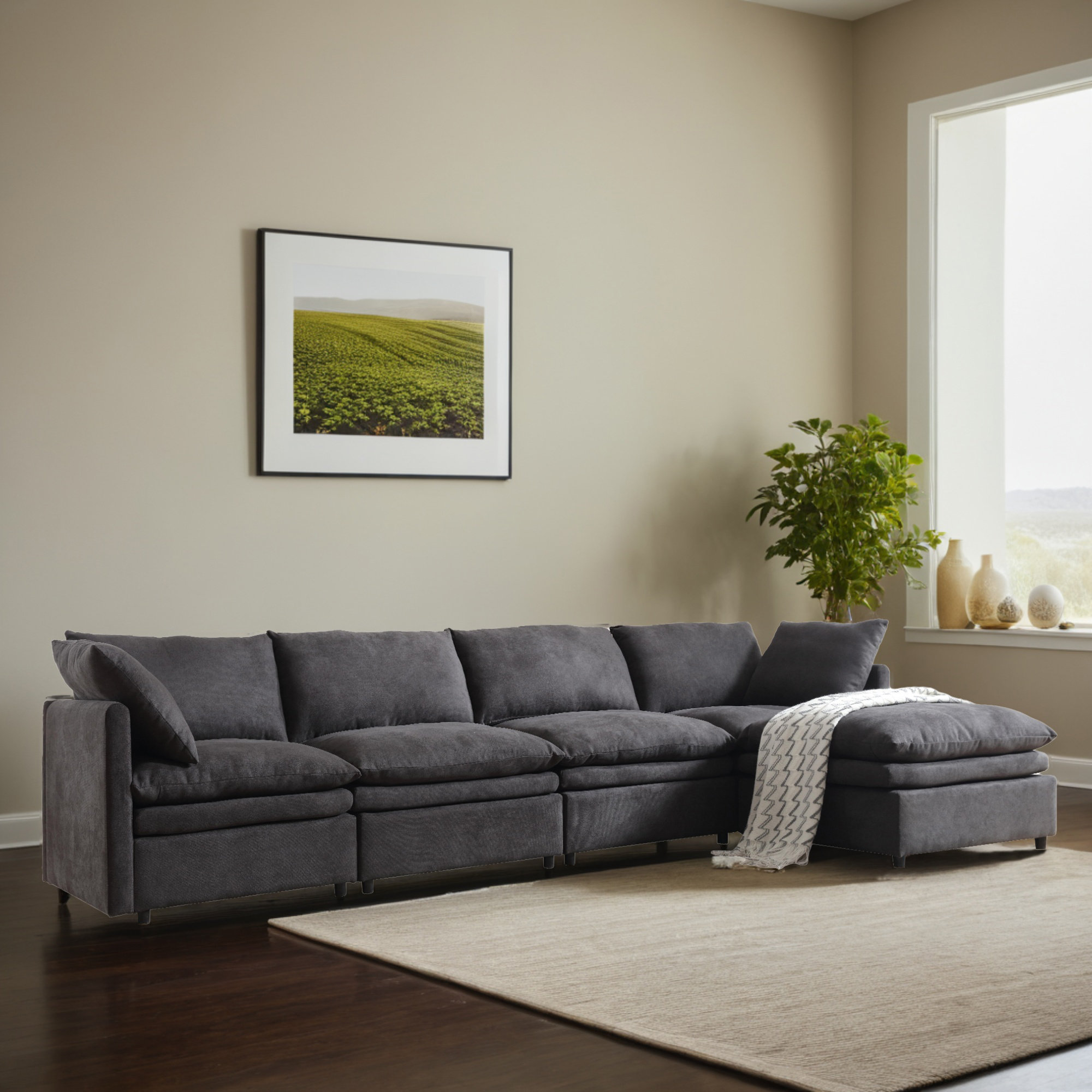 Latitude Run® 5 - Piece Upholstered Modular Sleeper Sectional Sofa Bed ...