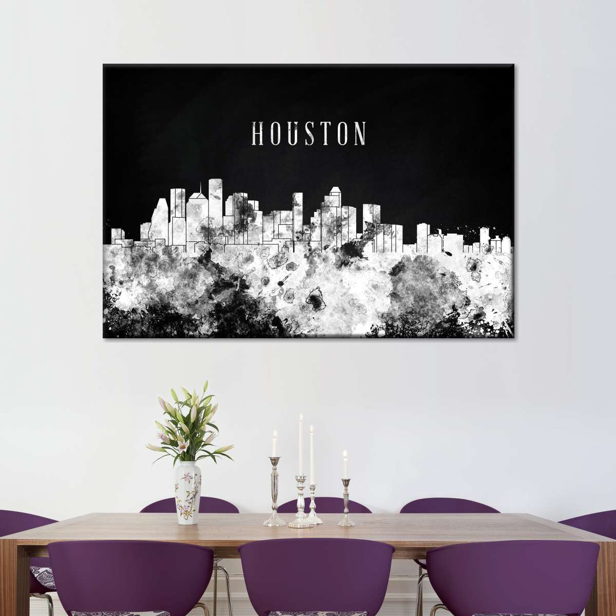 Trinx Houston City Houston Skyline BW Canvas Print On Canvas Print ...