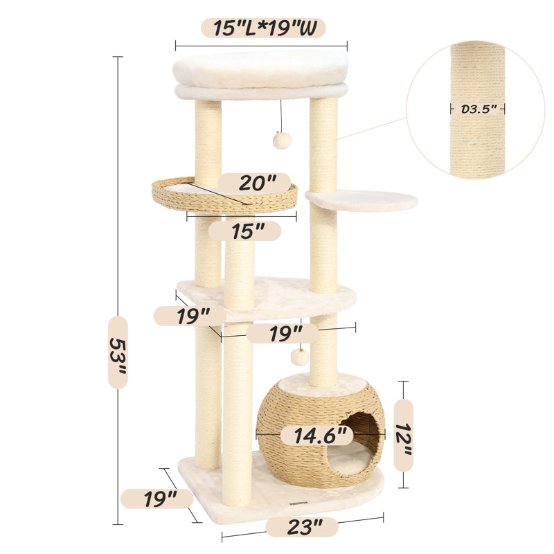 Tucker Murphy Pet™ Ashawn 53"H Cat Tree with Hand-Woven Condo & Top ...