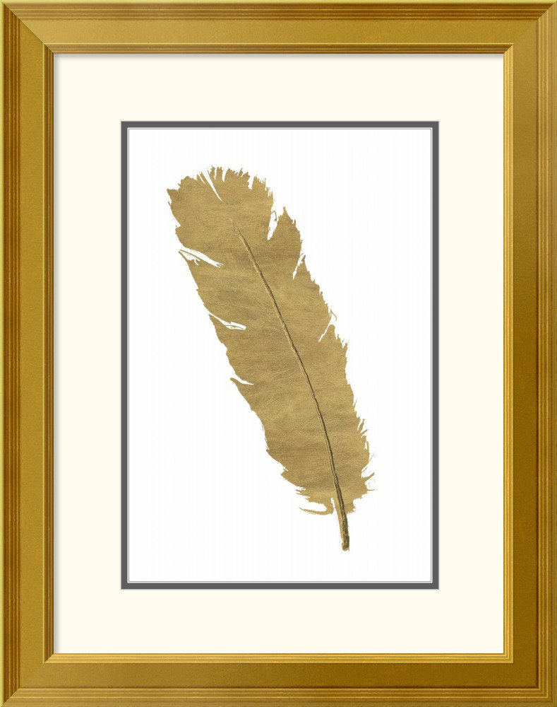 East Urban Home Pure Gold Feather V by Chris Paschke - Picture Frame ...