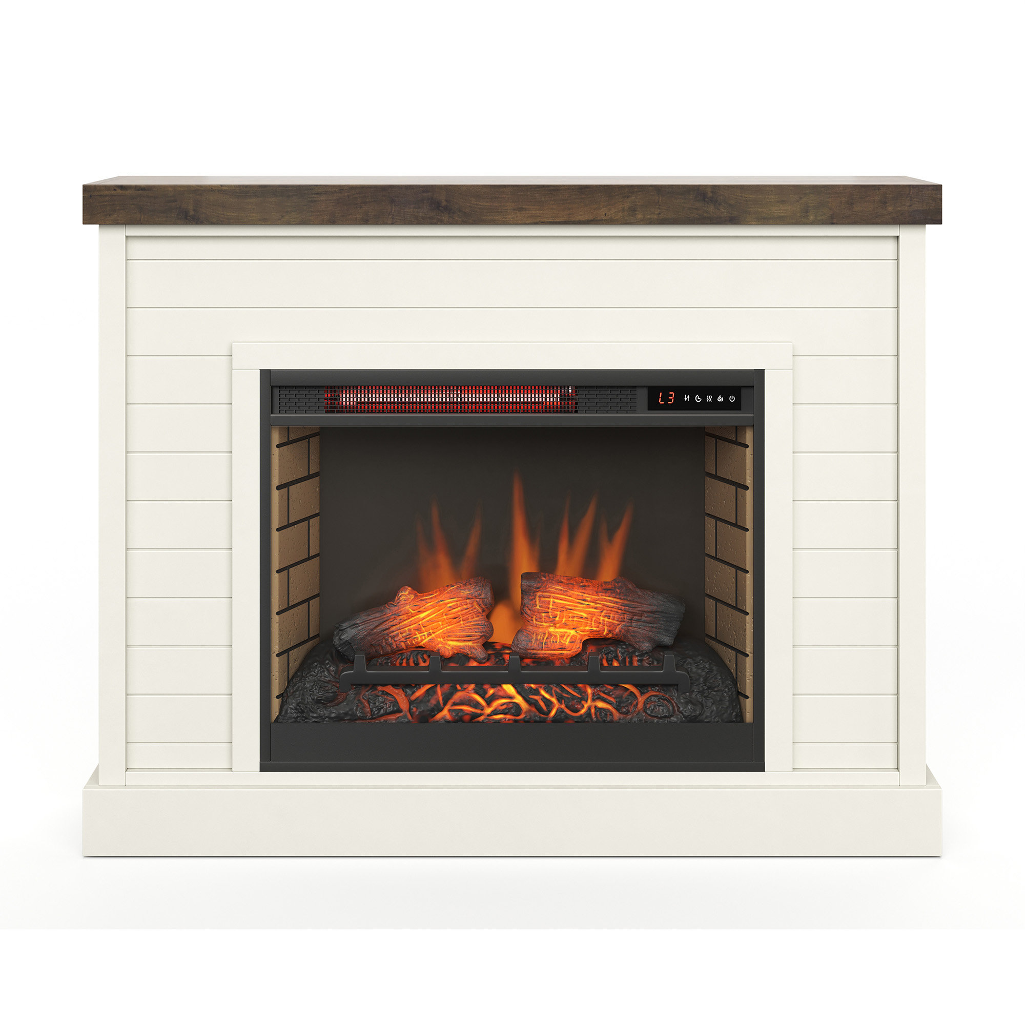 Gracie Oaks Cozy 48" Fireplace Mantel Featuring Rustic Two-Tone Look ...