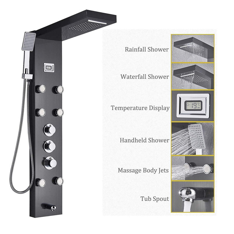 Senlesen 43.7'' Shower Panel with Fixed Shower Head & Reviews | Wayfair