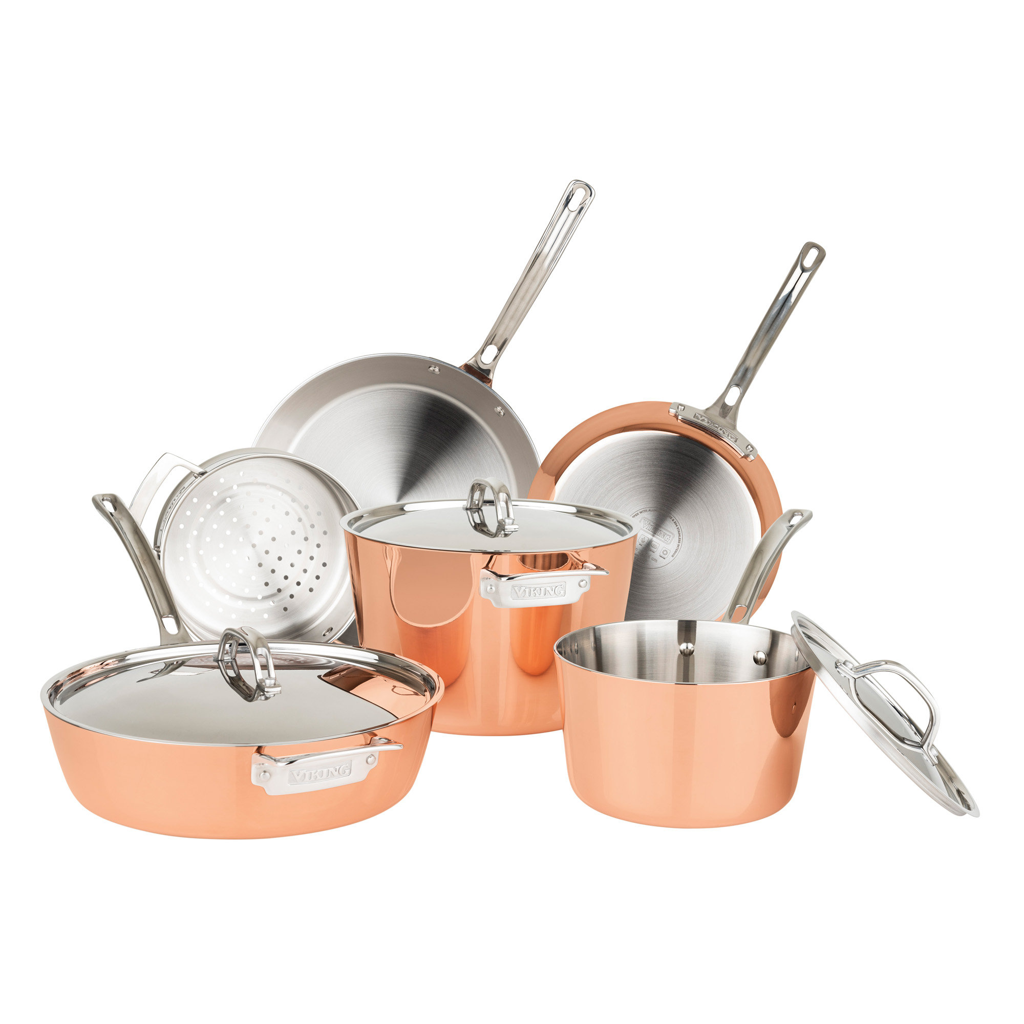 Viking Contemporary 4-Ply Copper 9-Piece Cookware Set & Reviews | Perigold