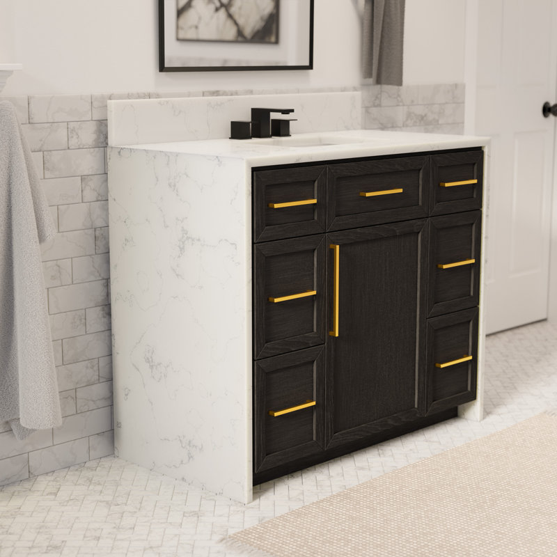 Lark Manor Akalya 42'' Waterfall Bathroom Vanity with Engineered Stone ...