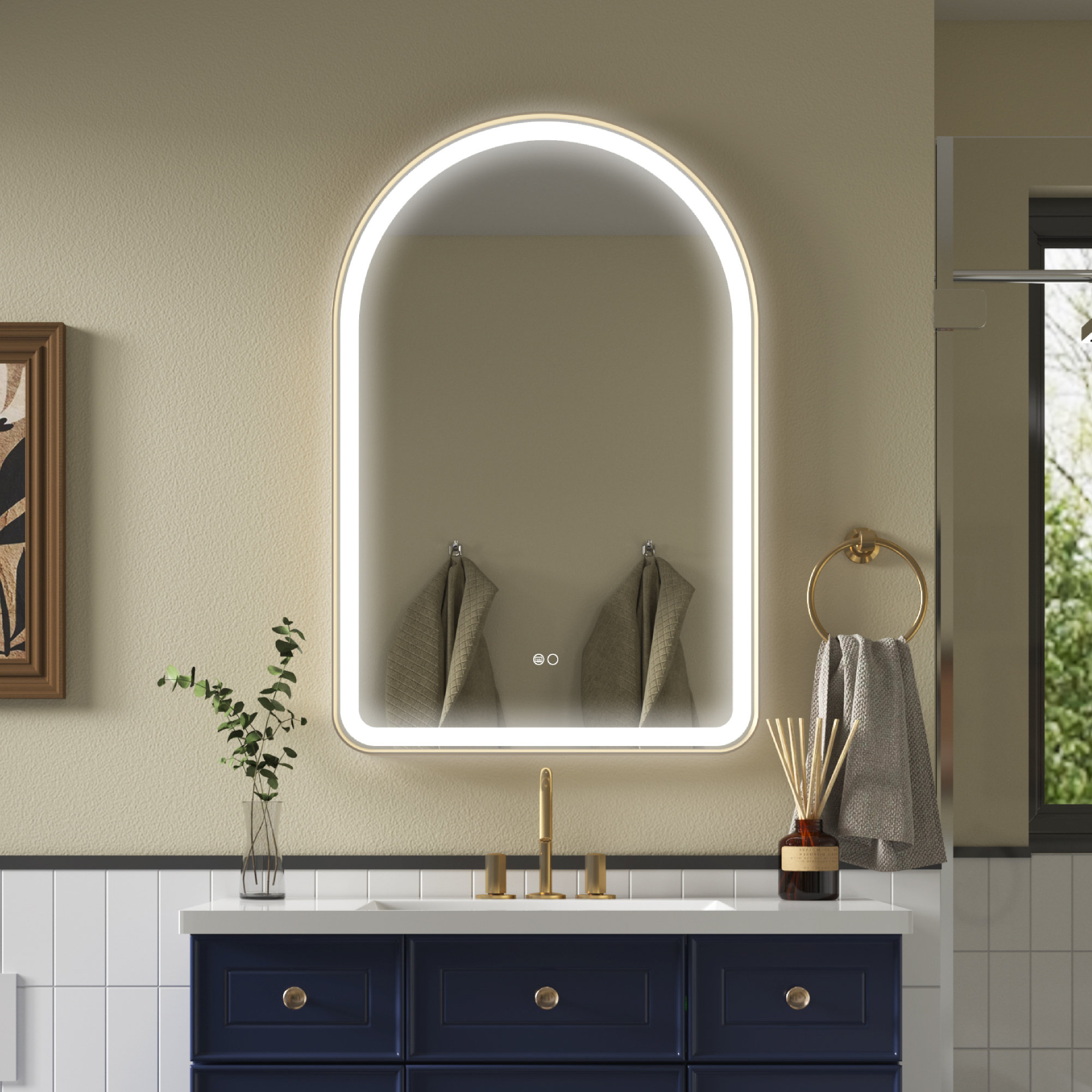 Ivy Bronx 36'' H X 24'' W Wall Mounted Bathroom Framed LED Mirror With ...