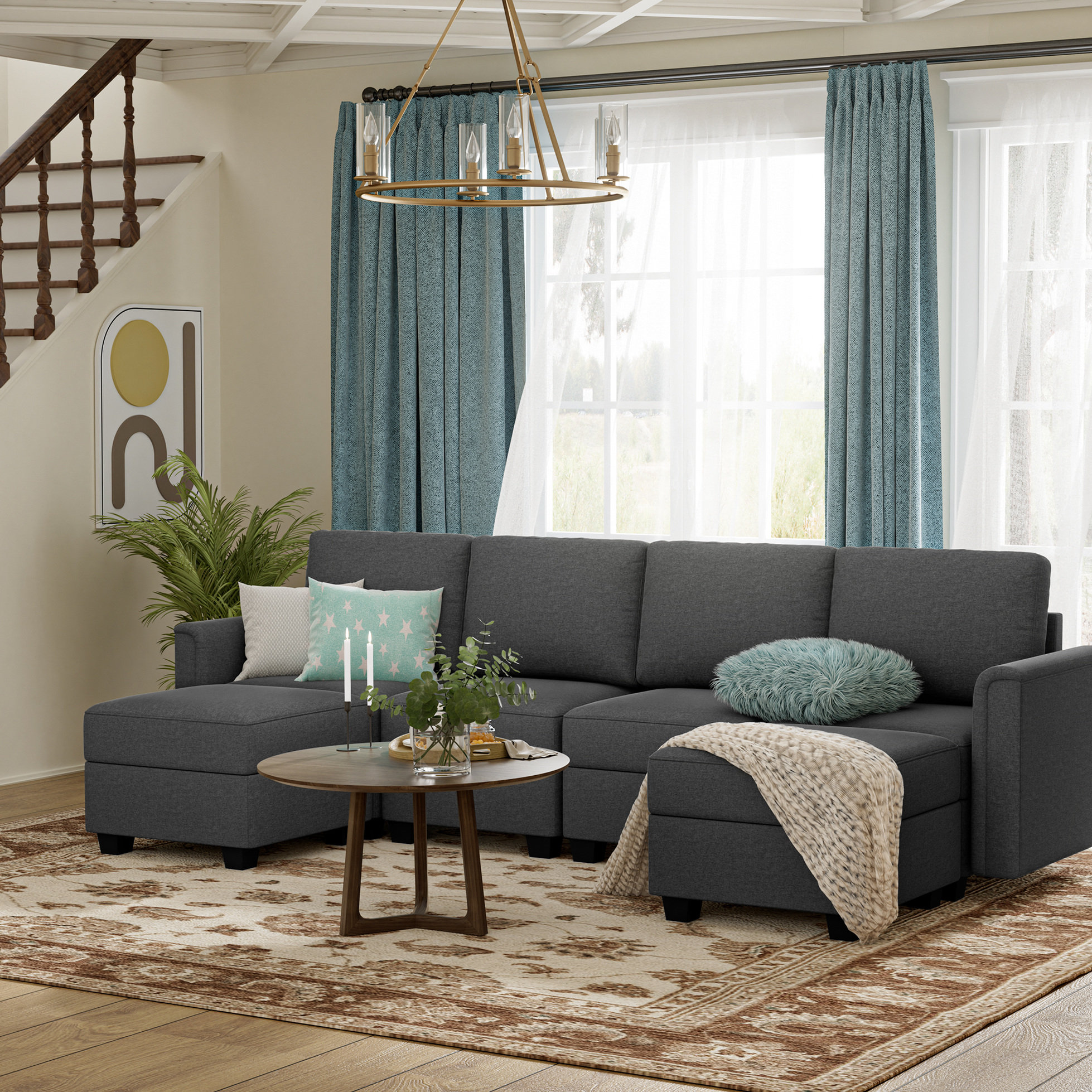 Red Barrel Studio® 6 - Seater Convertible Modular Sectional With Chaise ...