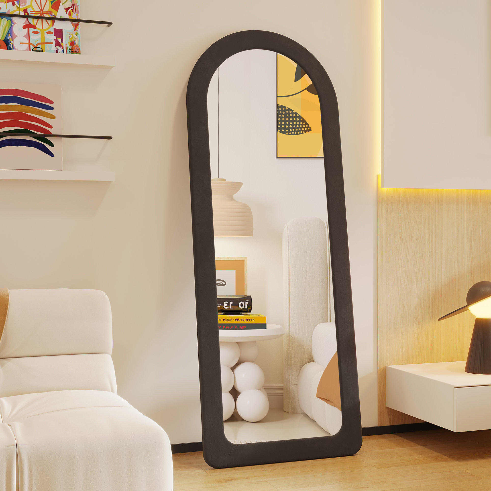 Ebern Designs Fetnete Arch Fabric Mirror & Reviews | Wayfair