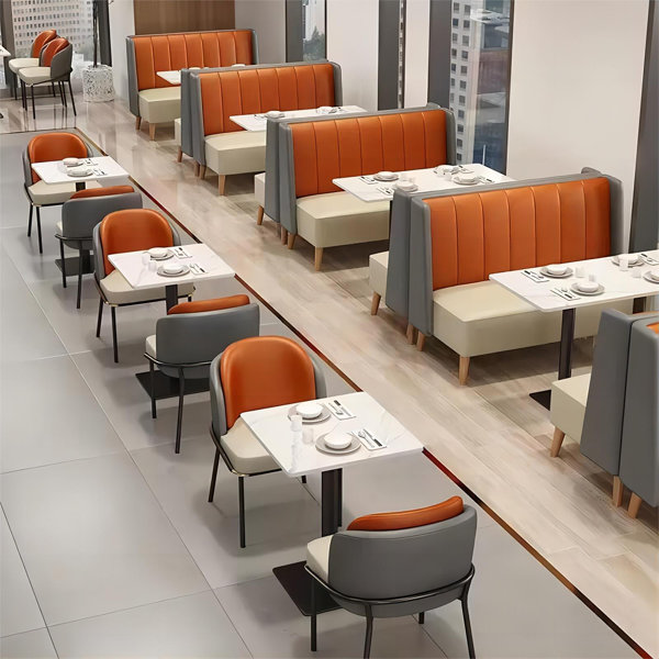 A UNIQUE LIGHT, LLC Restaurant Faux Leather Double Sofa Bench Set of 2 ...
