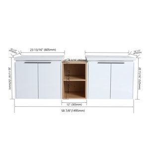 Ebern Designs Arminan 60''Double Sink Wall Mounted Bathroom Vanity with ...