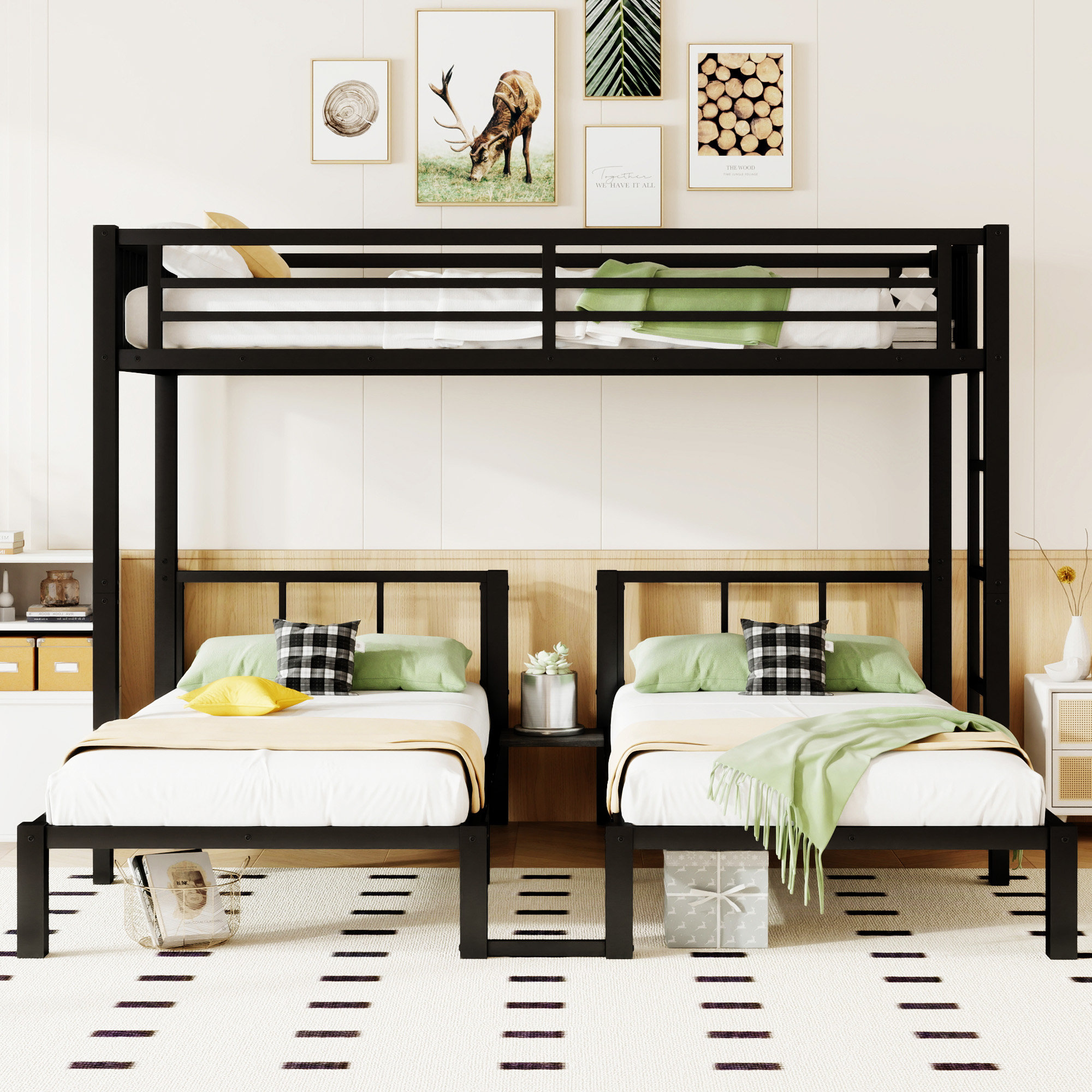 Isabelle & Max™ Bunk Bed, Metal Triple Bunk Beds For 3 Kids, Detachable ...