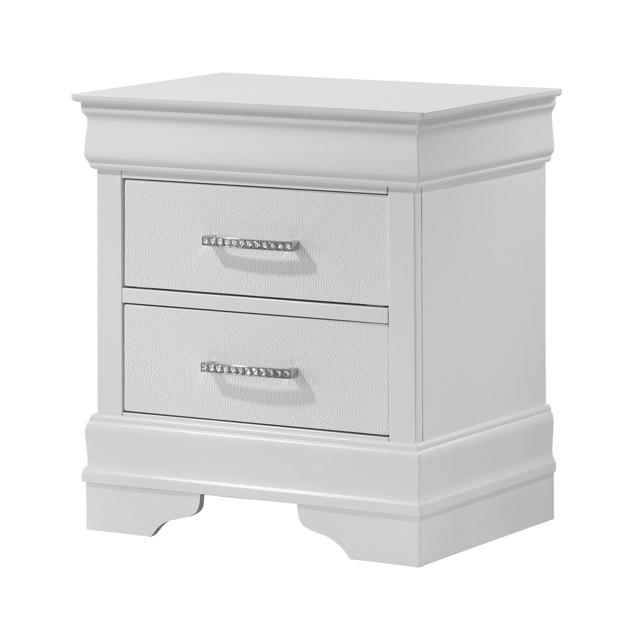 Latitude Run® 1pc Modern Glam Style Two Drawers Nightstand Solid Wood ...