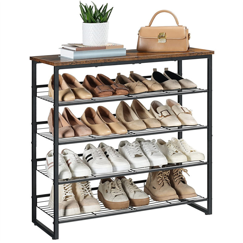 Rebrilliant 5 Tier 20 Pairs Shoe Rack with Adjustable Shoe Shelves ...