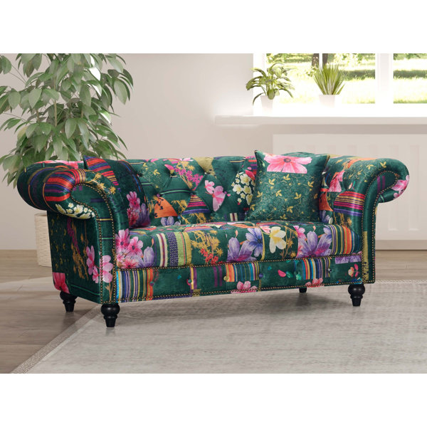 Latitude Vive Camaury Velvet Patchwork Sofa & Reviews | Wayfair.co.uk