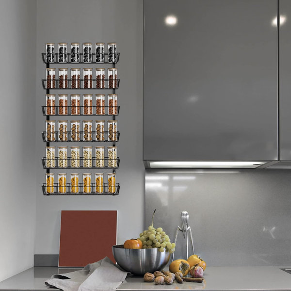 Prep & Savour Wall/ Under Cabinet Mounted Spice Rack with Adjustable ...