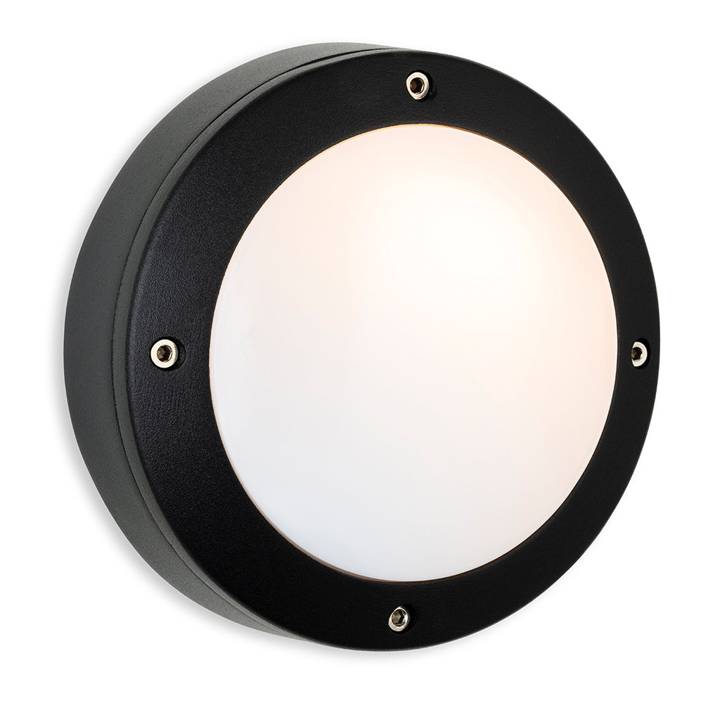 Firstlight Black 14.5cm H Frosted Glass Outdoor Bulkhead Light ...