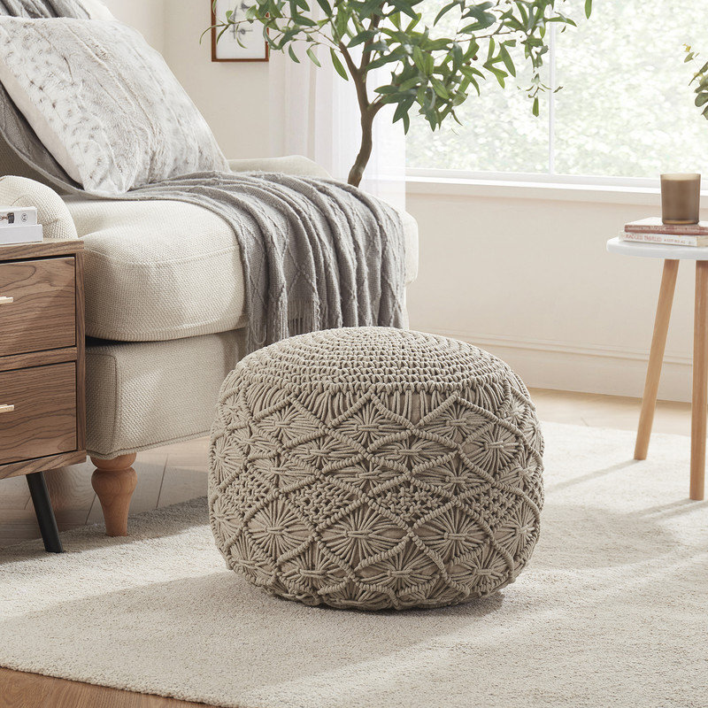 Dakota Fields Bejan Cotton Pouf Ottoman | Wayfair