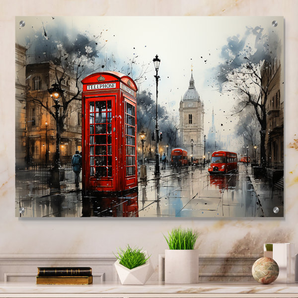 Winston Porter Red Telephone Booth Urban Encounters - Telephone Booth ...