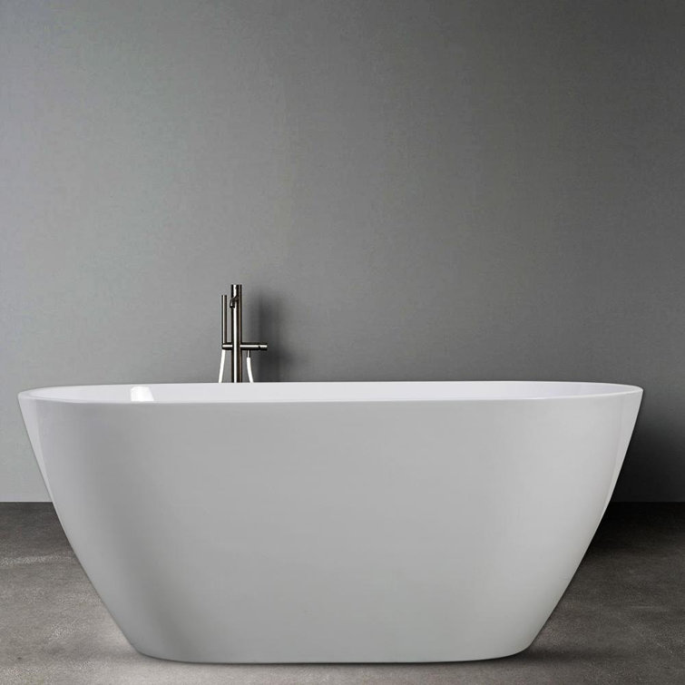 OUTMOIN Klarika 59'' x 28.38'' Freestanding Soaking Acrylic Bathtub ...