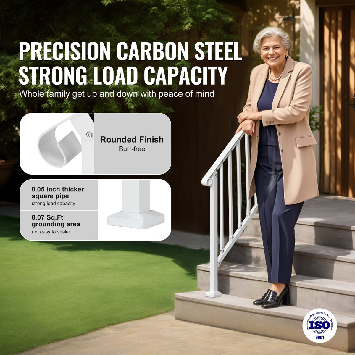 VEVOR 3-4 Step Handrails for Outdoor for Seniors Porch Deck Retro Arch ...